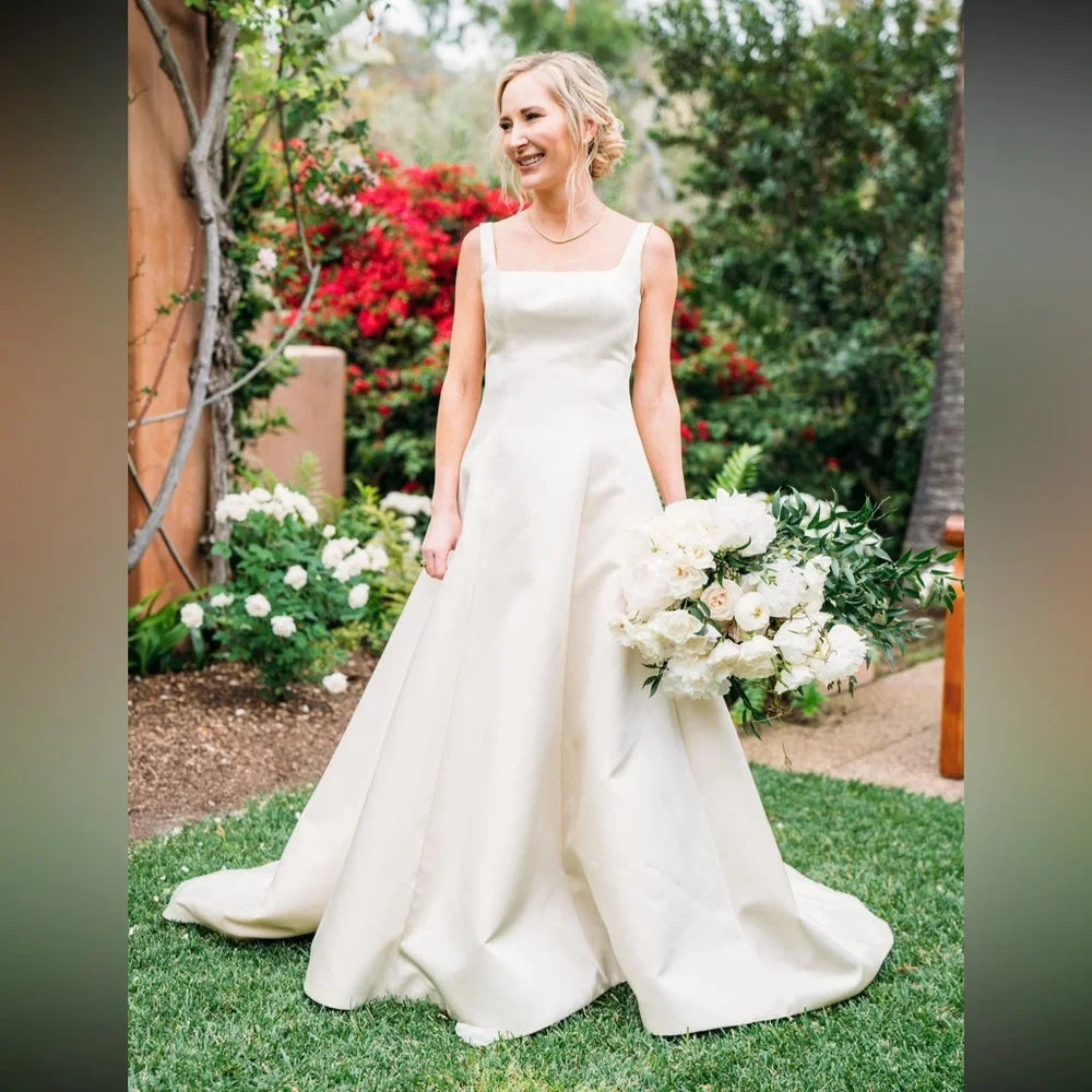 Romona Keveza | Dresses | Romona Keveza Ivory Satin Aline Wedding Gown ...